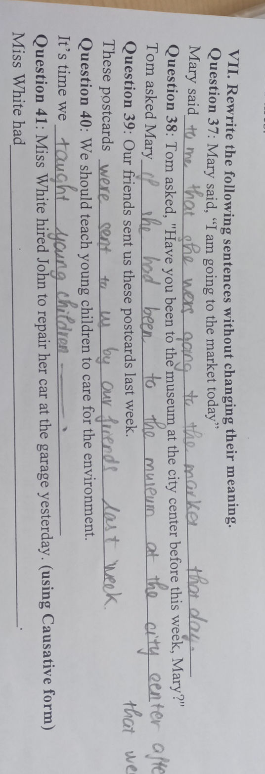 VII. Rewrite the following sentences without | StudyX