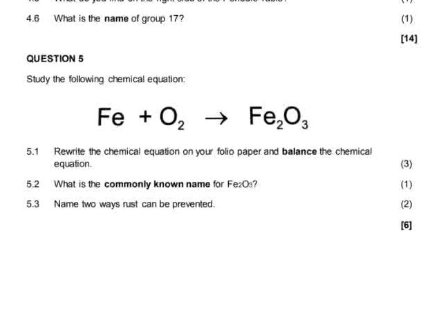 Study the following chemical equation: $Fe | StudyX