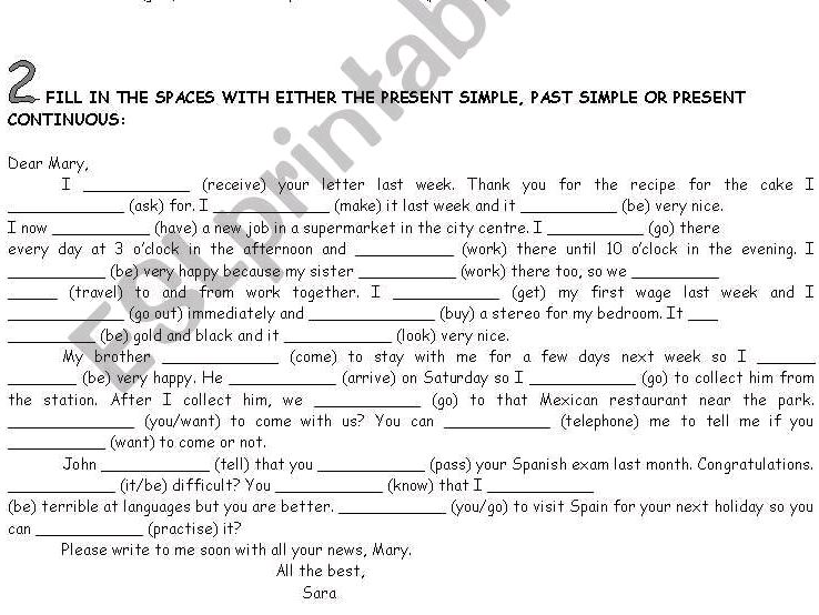 2 FILL IN THE SPACES WITH EITHER THE PRESENT | StudyX