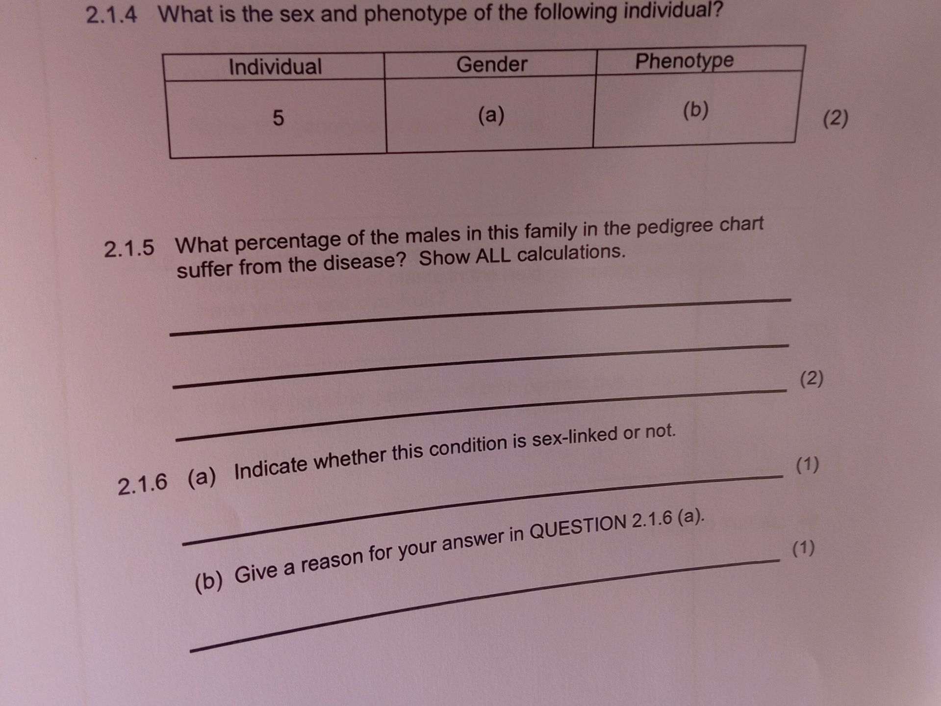 2.1.4 What is the sex and phenotype of the | StudyX