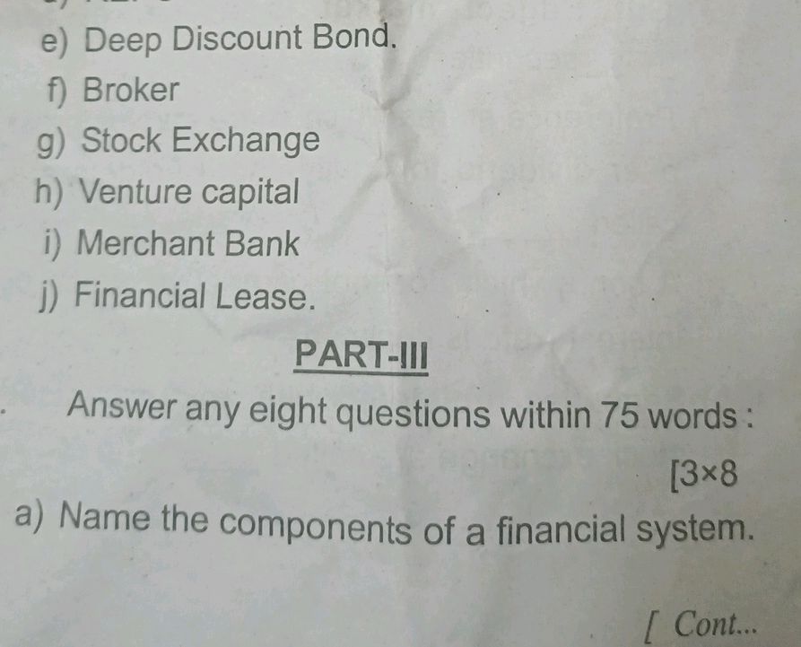 Answer any eight questions within 75 words: | StudyX