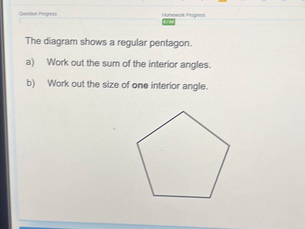 The diagram shows a regular pentagon. a) | StudyX