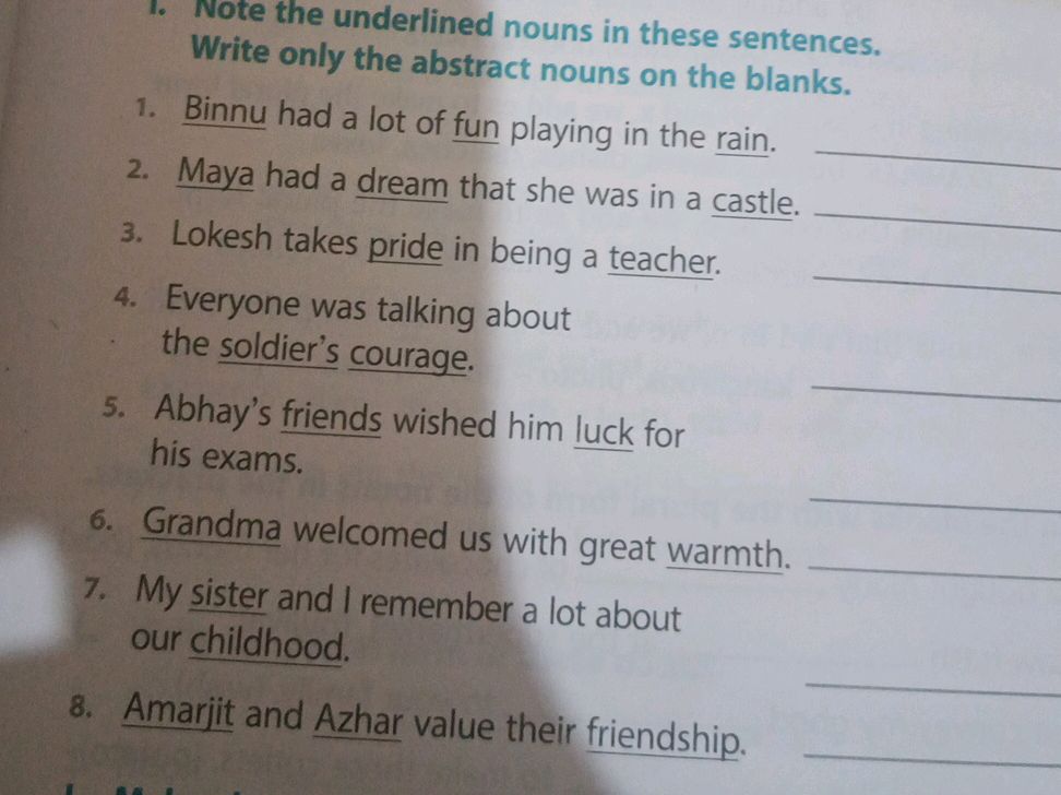 1. Note the underlined nouns in these | StudyX