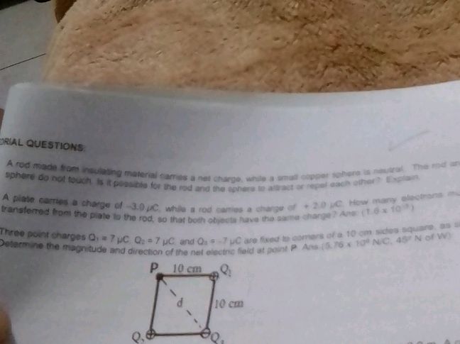 A rod made from insulating material carries | StudyX