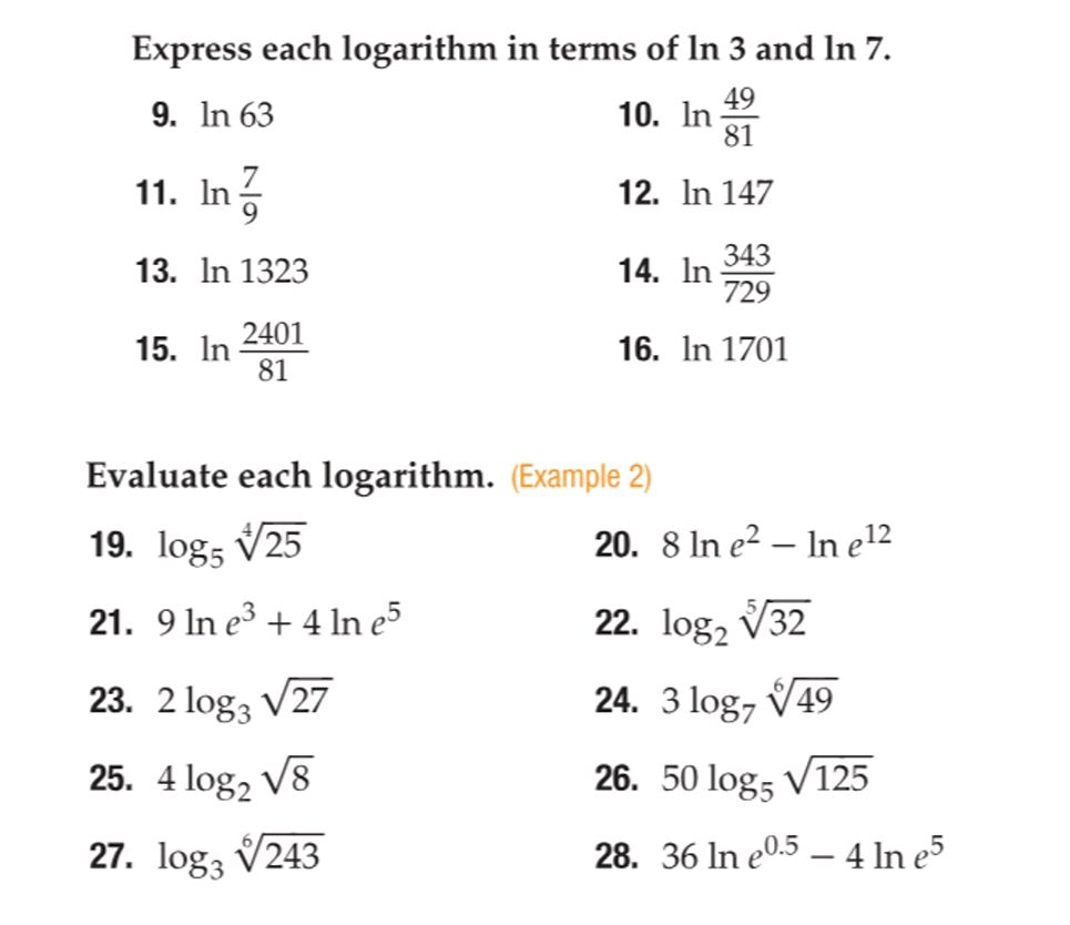 Express each logarithm in terms of ln 3 and | StudyX