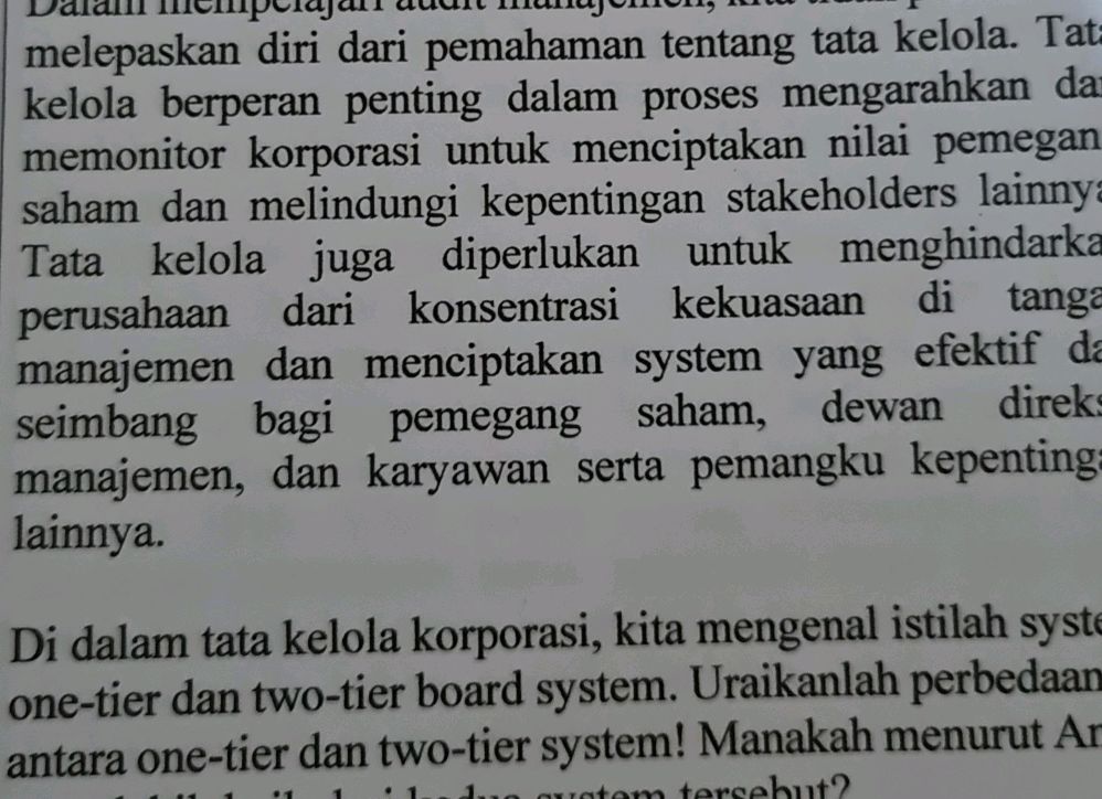 Di dalam tata kelola korporasi, kita | StudyX