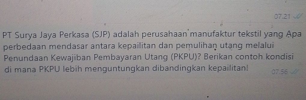 PT Surya Jaya Perkasa (SJP) adalah | StudyX