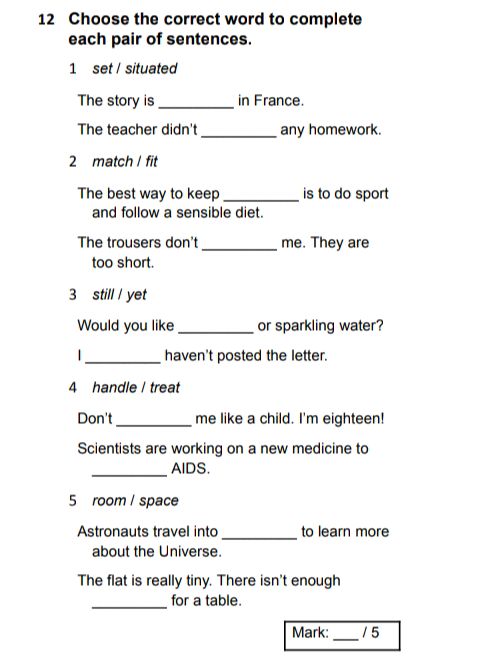 12 Choose the correct word to complete each | StudyX