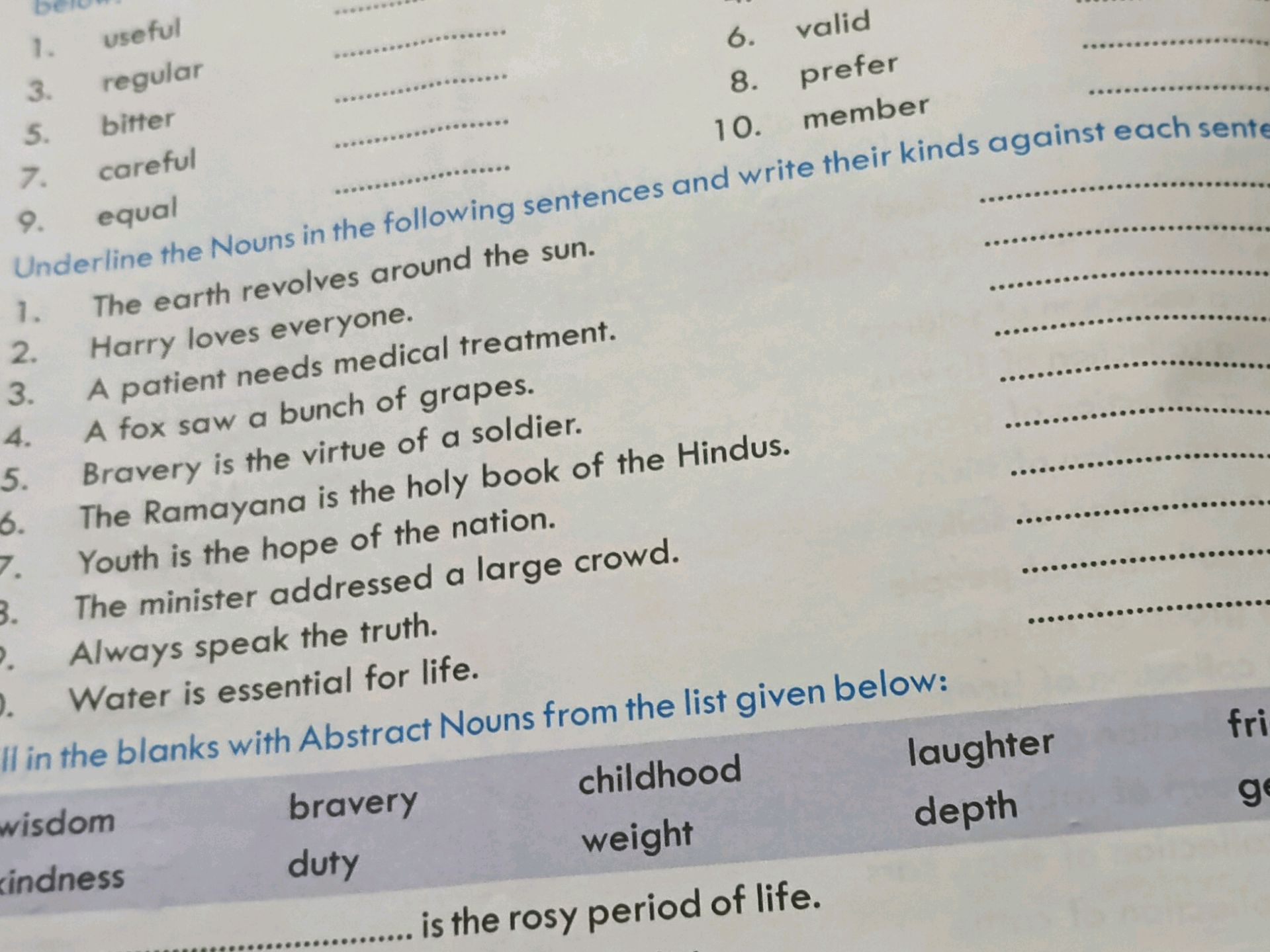 Underline the Nouns in the following | StudyX