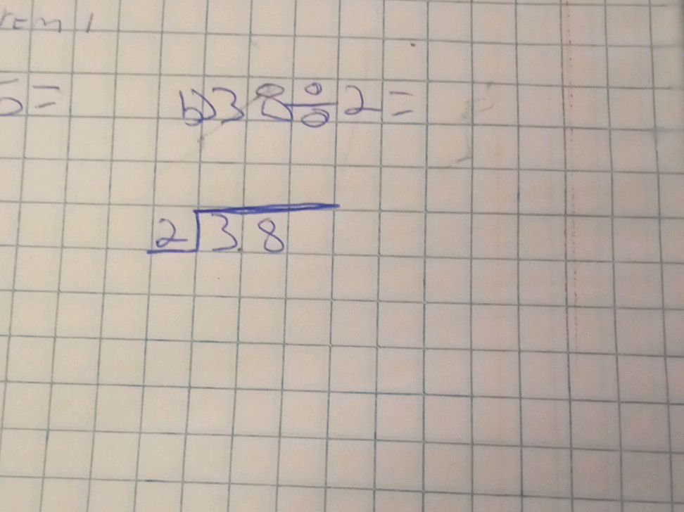 Division problem: 38 divided by 2 | StudyX