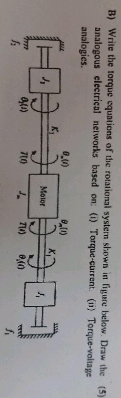 B) Write the torque equations of the | StudyX