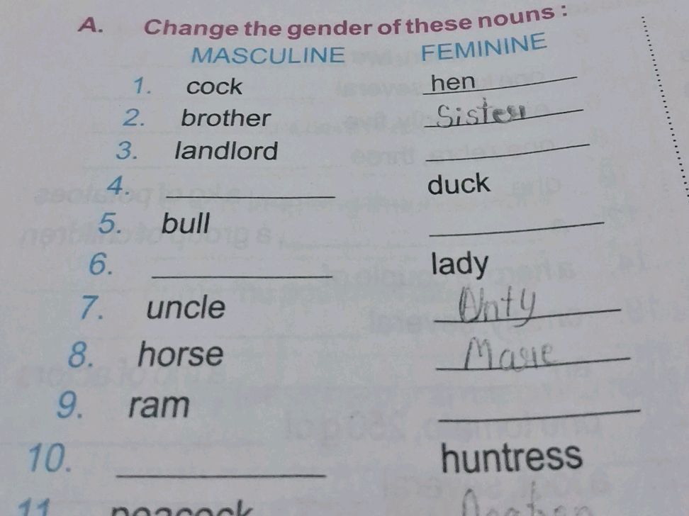 A. Change the gender of these nouns: | | StudyX