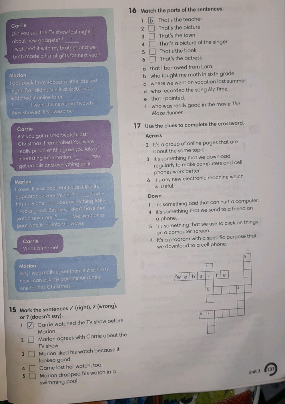 15 Mark the sentences (right), X (wrong), or | StudyX