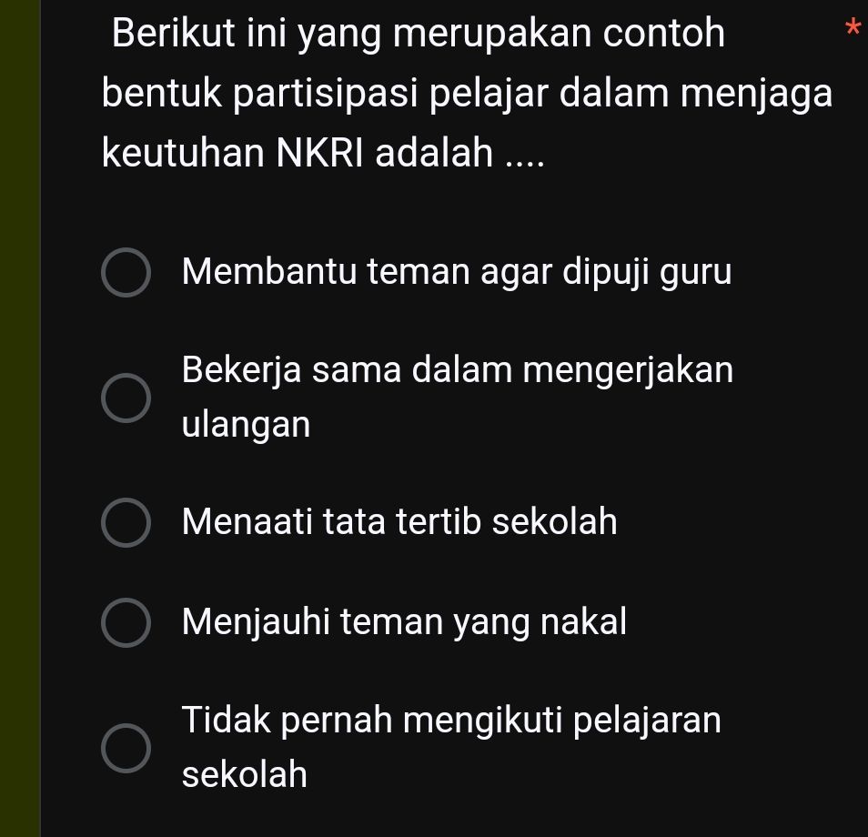Berikut ini yang merupakan contoh bentuk | StudyX