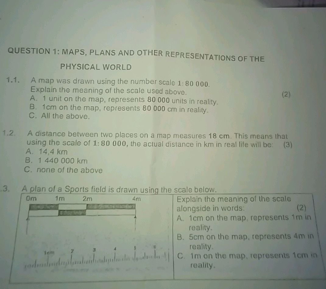 1.1. A map was drawn using the number scale | StudyX