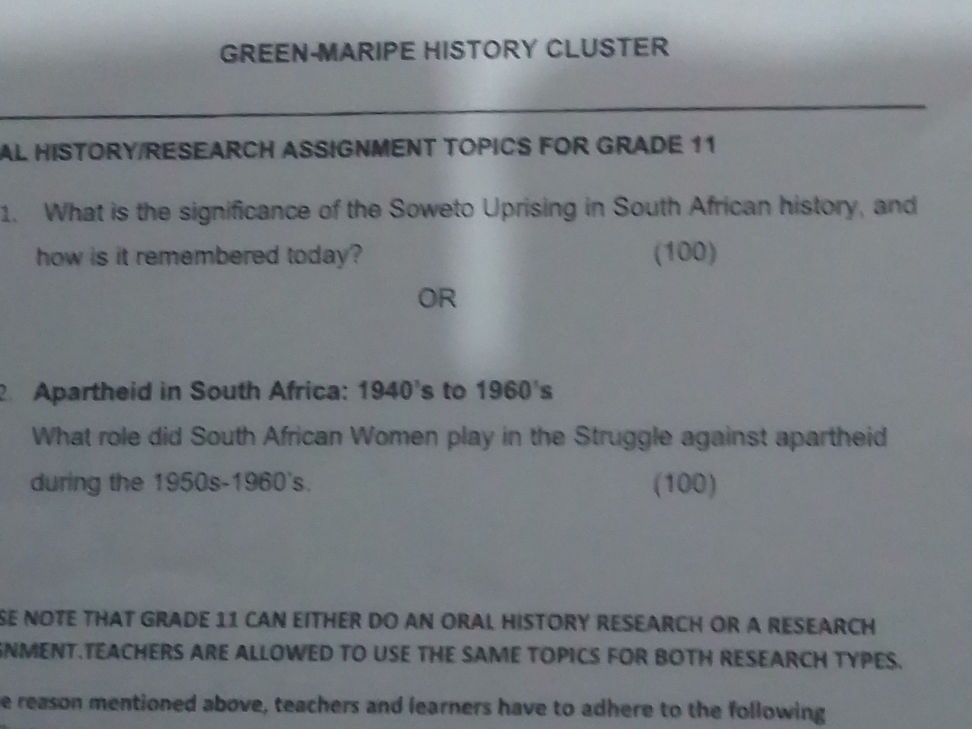 1. What is the significance of the Soweto | StudyX