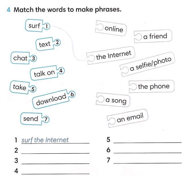 4 Match the words to make phrases. 1 surf | StudyX