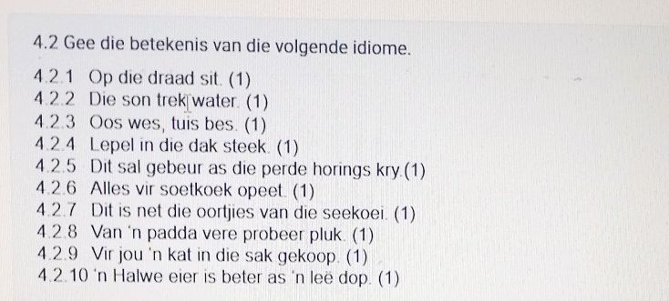 4.2 Gee die betekenis van die volgende | StudyX