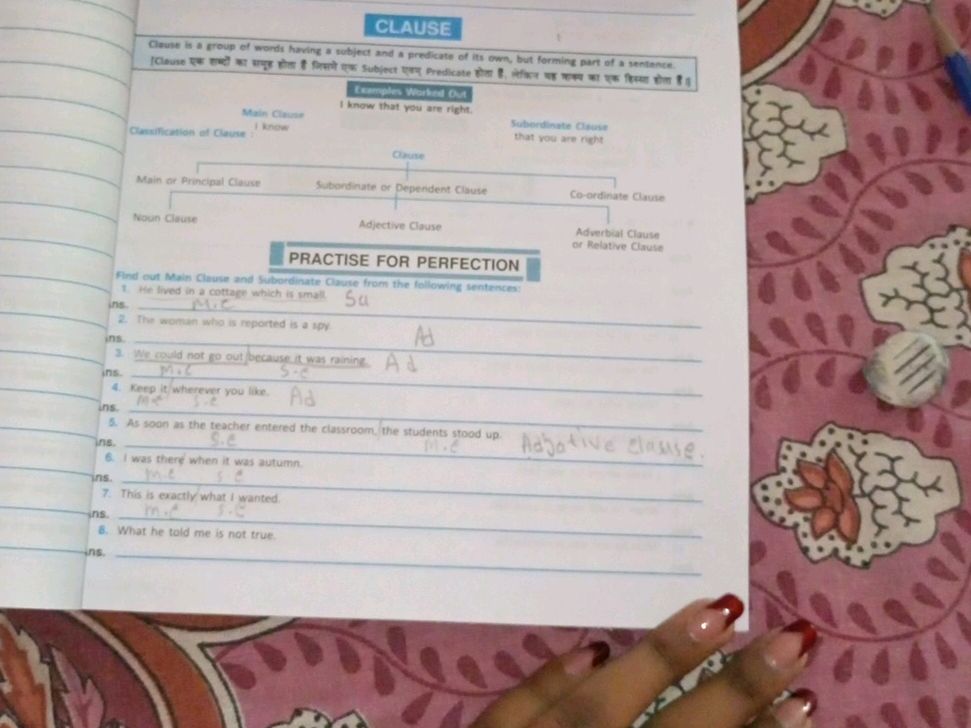 Find out Main Clause and Subordinate Clause | StudyX