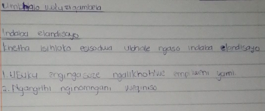 Umbhalo woku zigambela Indaba elandisayo | StudyX
