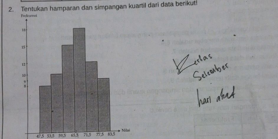 2. Tentukan hamparan dan simpangan kuartil | StudyX