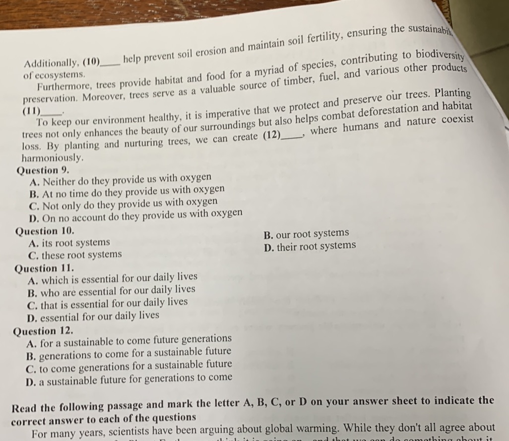 Question 9. A. Neither do they provide us | StudyX