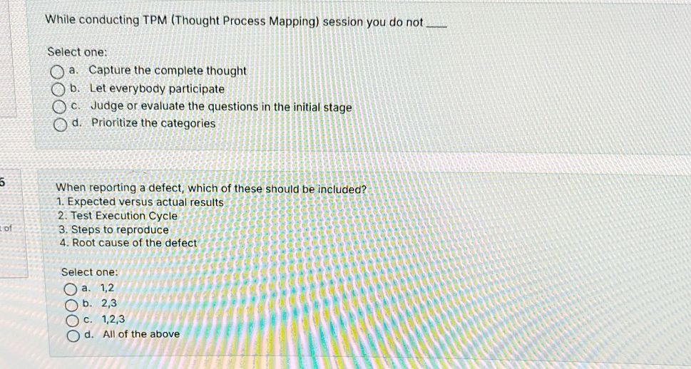 While conducting TPM (Thought Process | StudyX