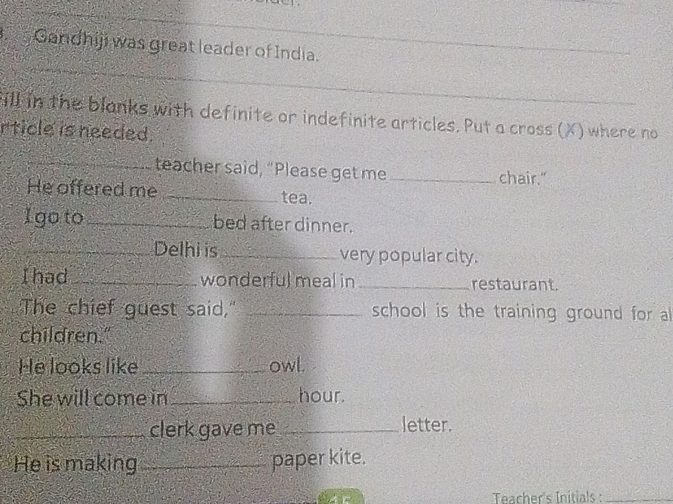 Fill in the blanks with definite or | StudyX