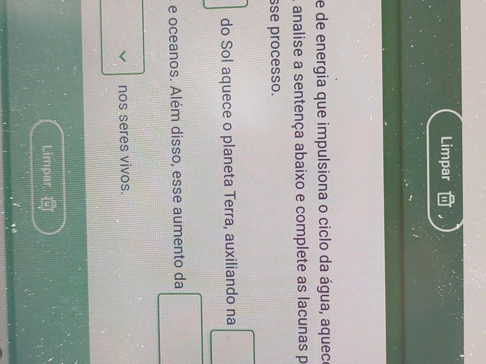 e de energia que impulsiona o ciclo da água, | StudyX