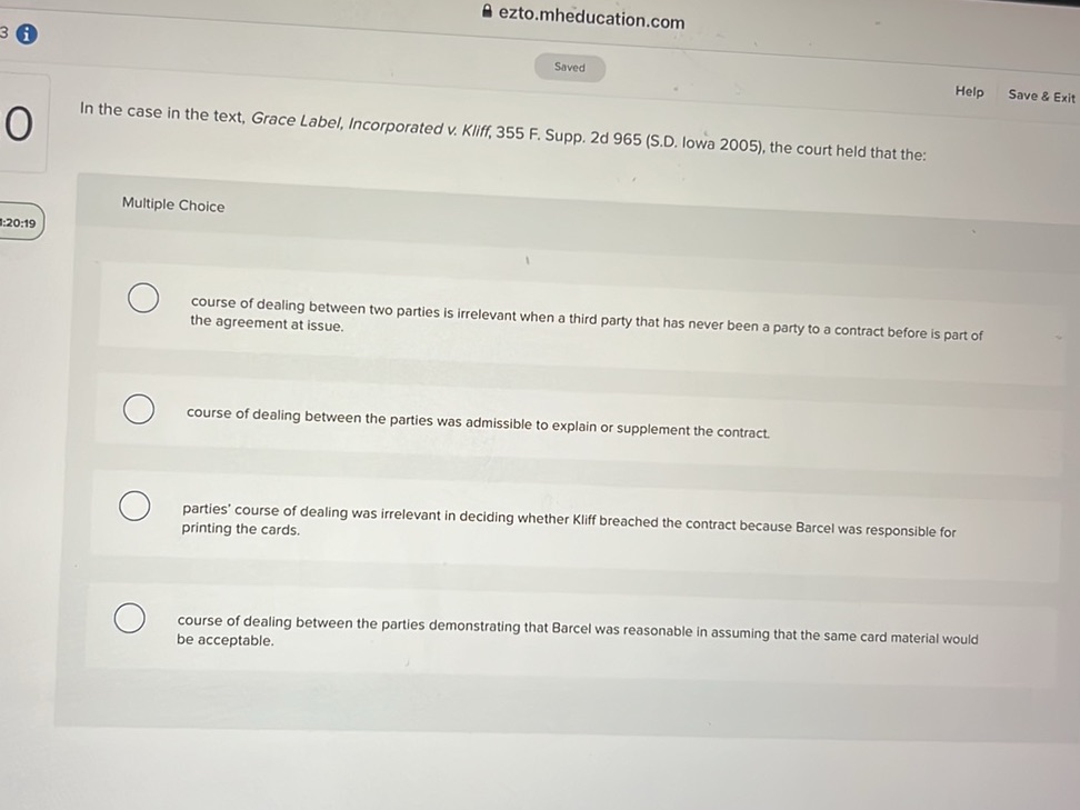 In the case in the text, Grace Label, | StudyX