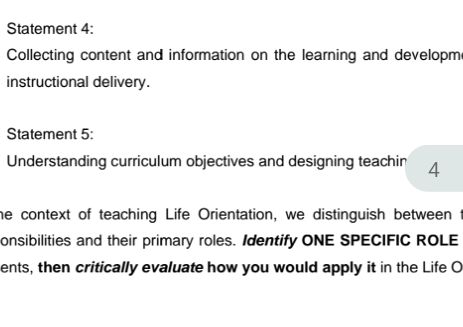 In the context of teaching Life Orientation, | StudyX