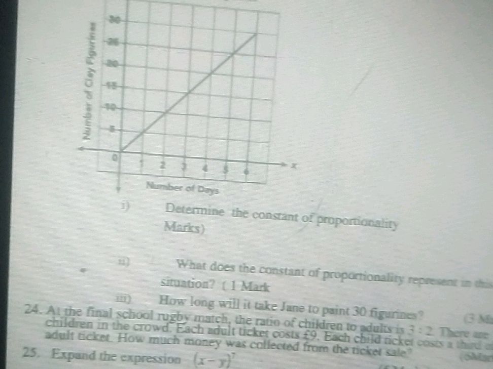 i) Determine the constant of proportionality | StudyX