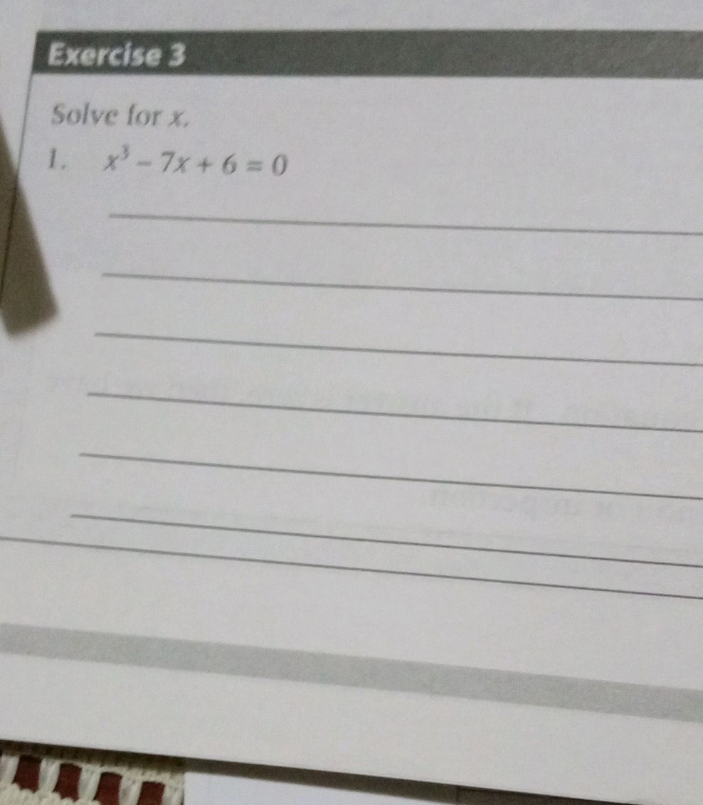 Solve cubic equation: x^3 - 7x + 6 = 0 | StudyX