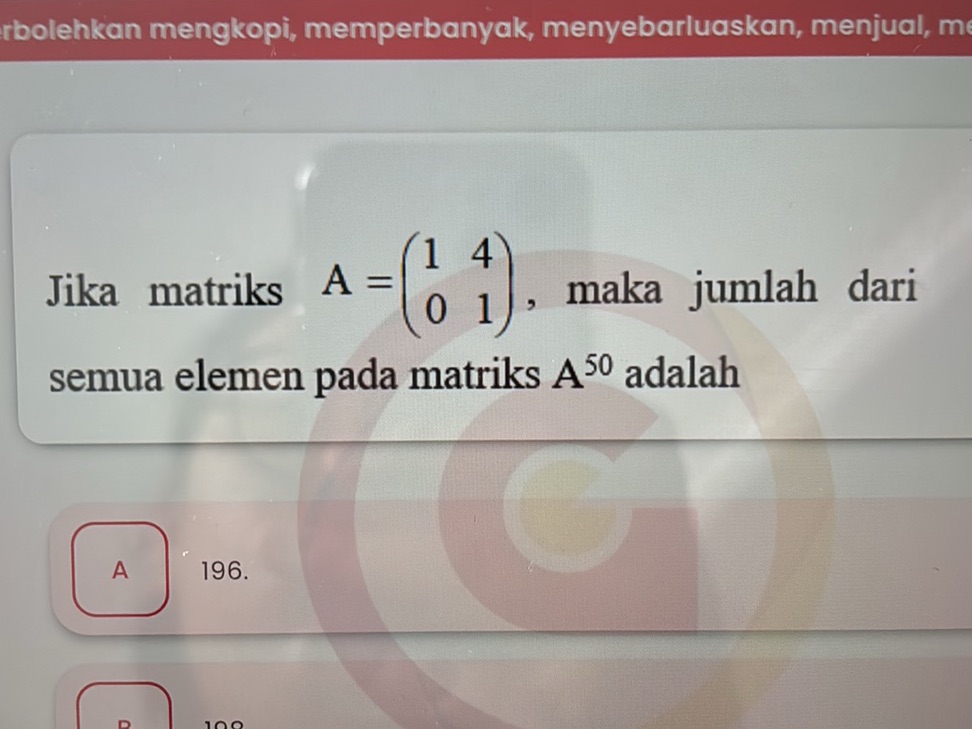 Jika matriks $A = 1 4 0 1 \$, maka | StudyX