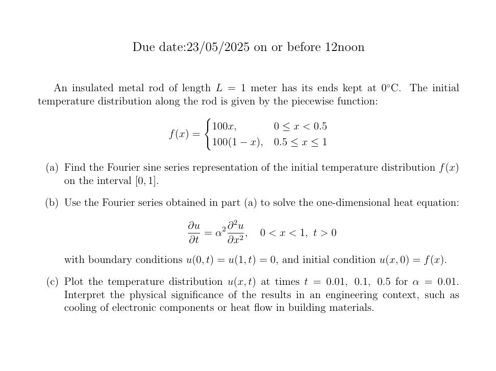 An insulated metal rod of length $L = 1$ | StudyX