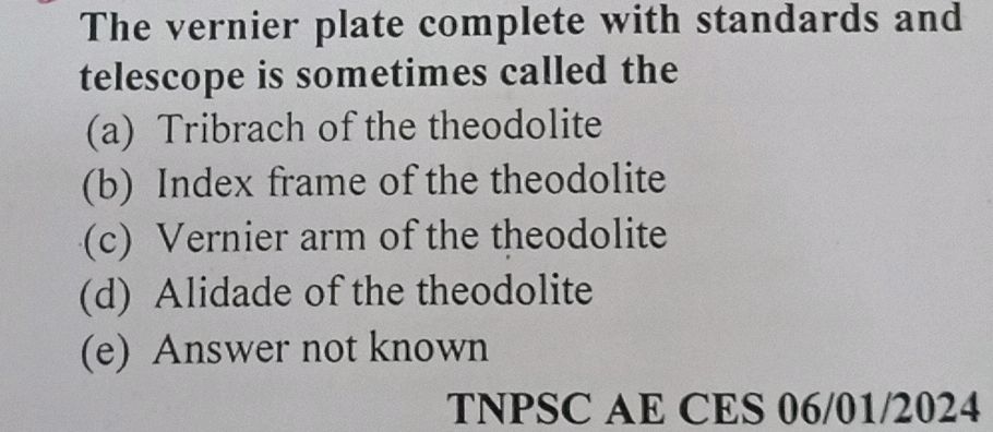 The vernier plate complete with standards | StudyX