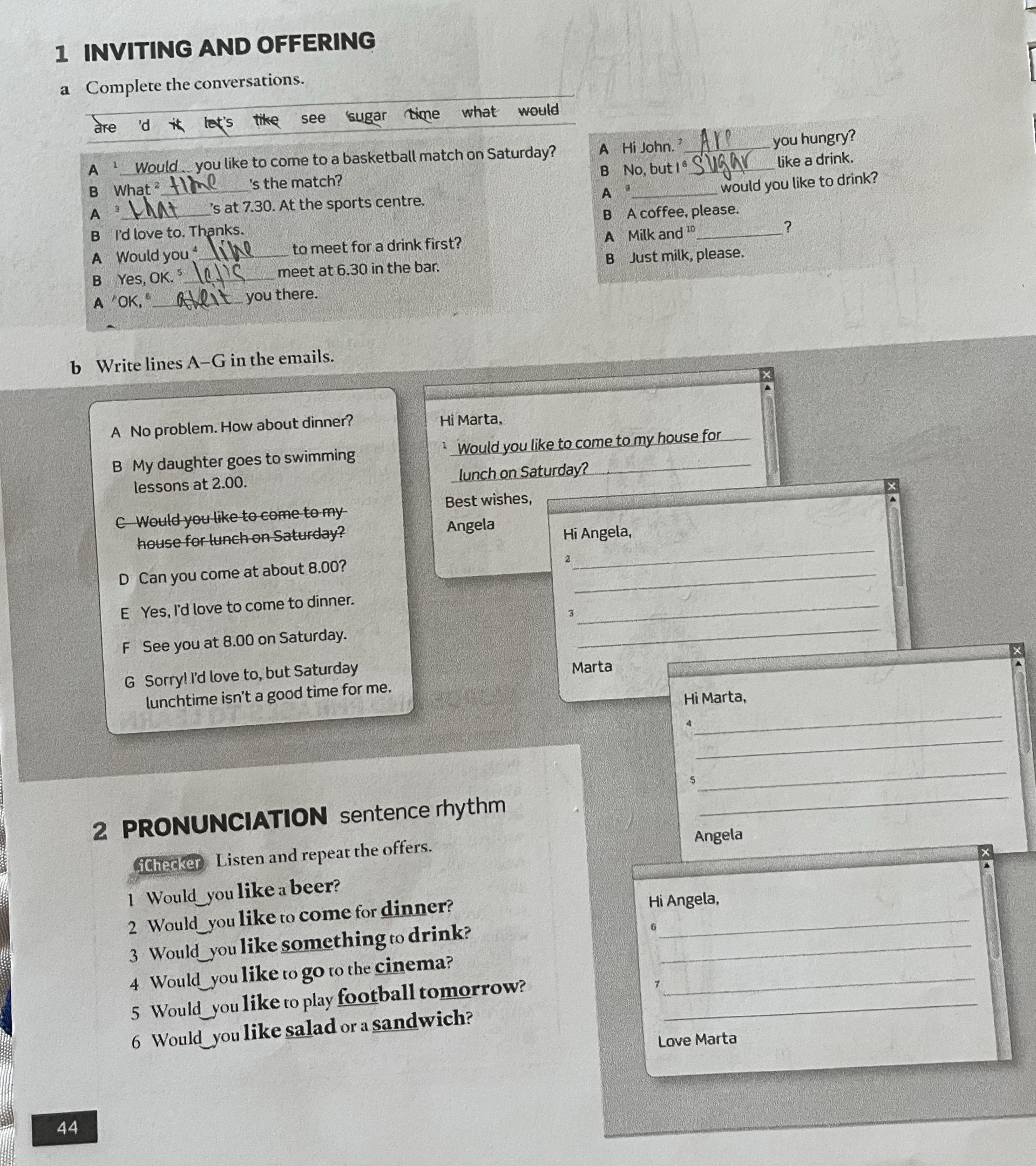 1 INVITING AND OFFERING a Complete the | StudyX