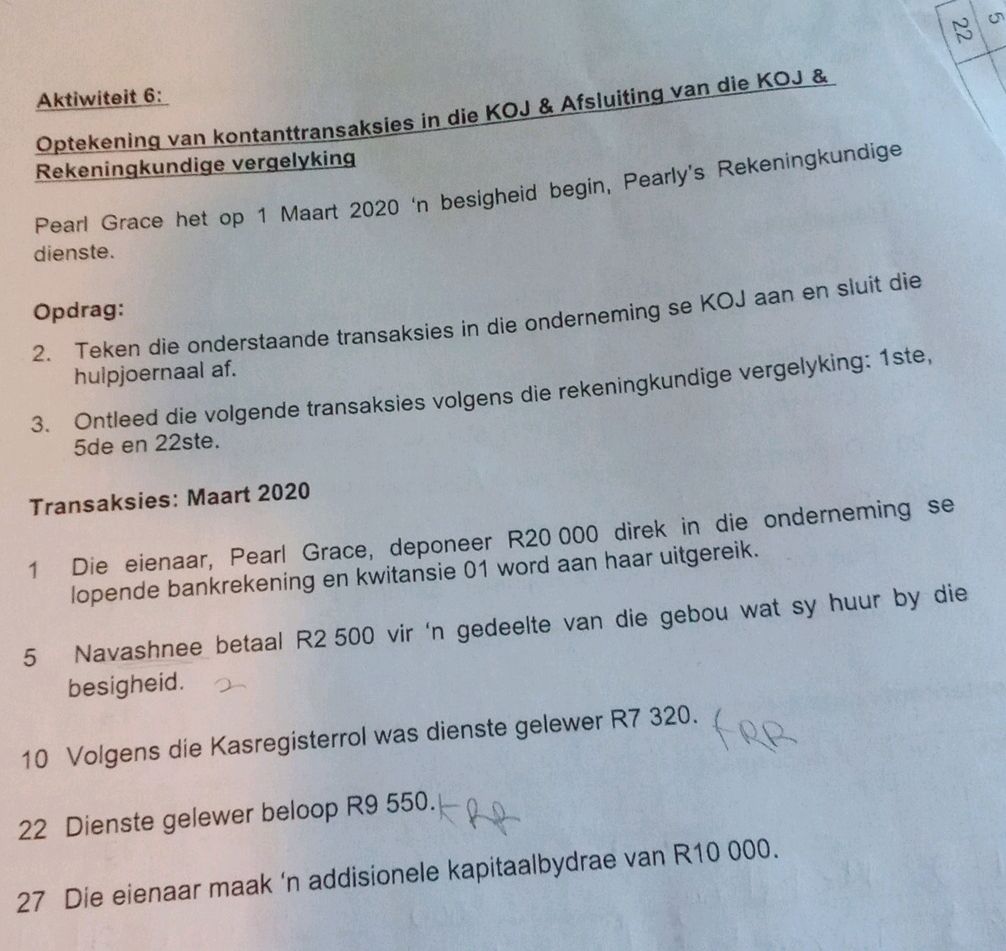 Aktiwiteit 6: Optekening van | StudyX