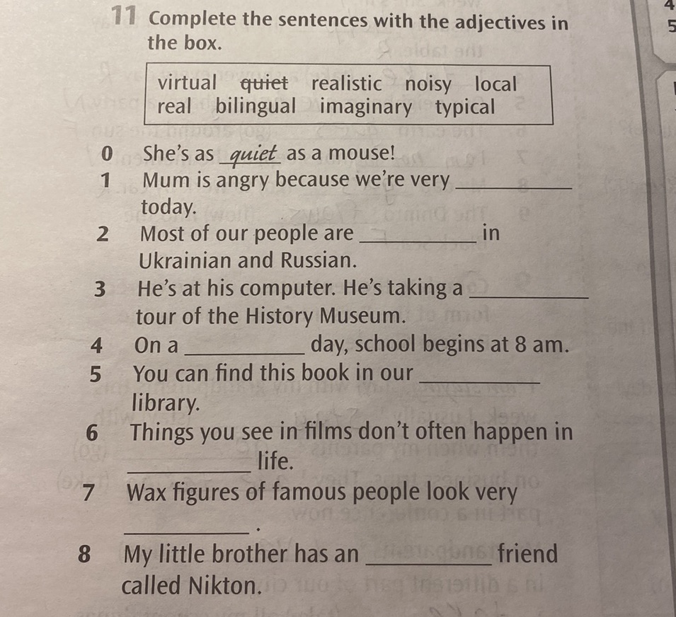 Complete the sentences with the adjectives | StudyX