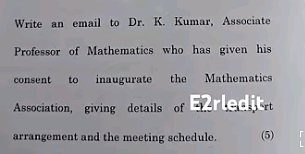 Write an email to Dr. K. Kumar, Associate | StudyX