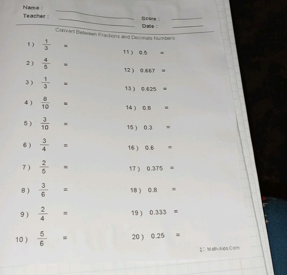 Convert Between Fractions and Decimals | StudyX