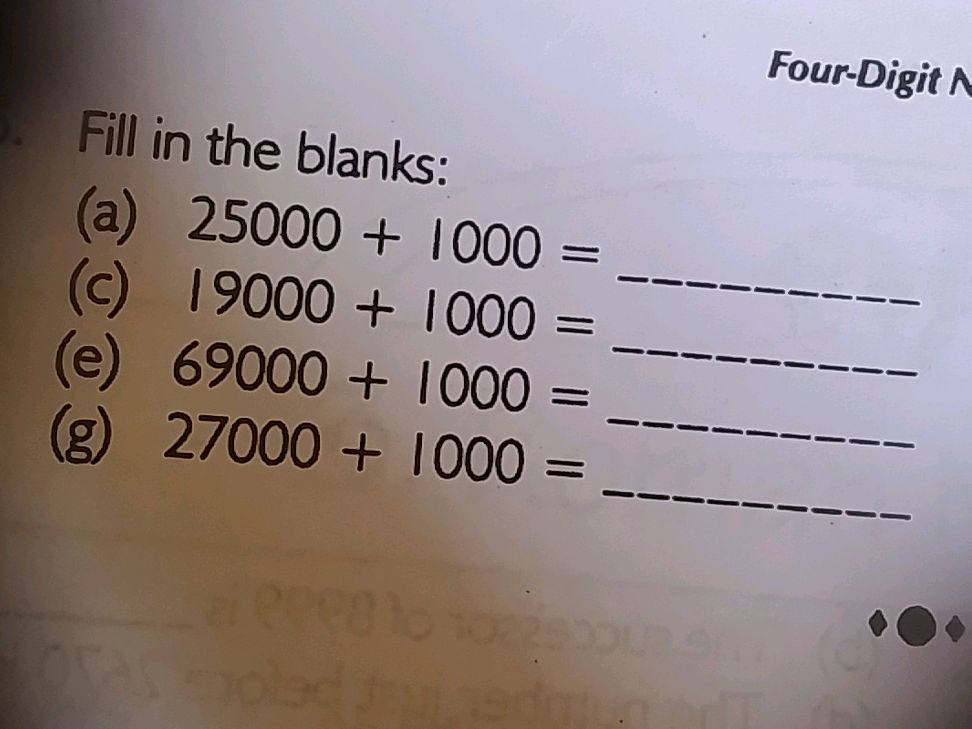 Fill in the blanks: (a) 25000 + 1000 = | StudyX