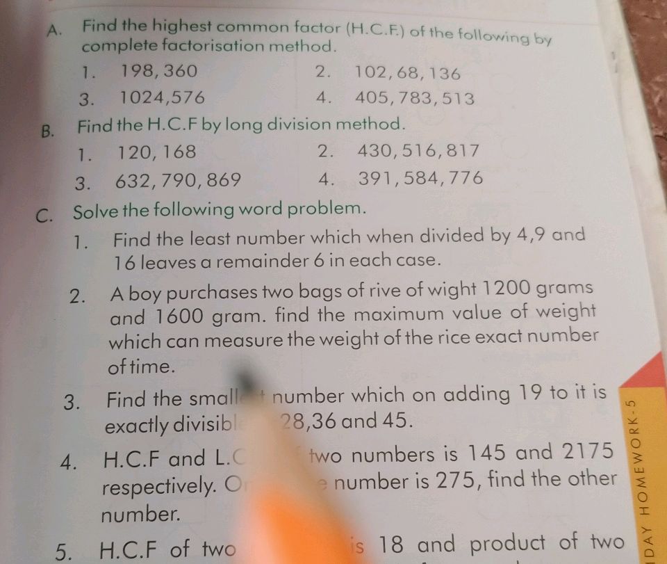 A. Find the highest common factor (H.C.F.) | StudyX