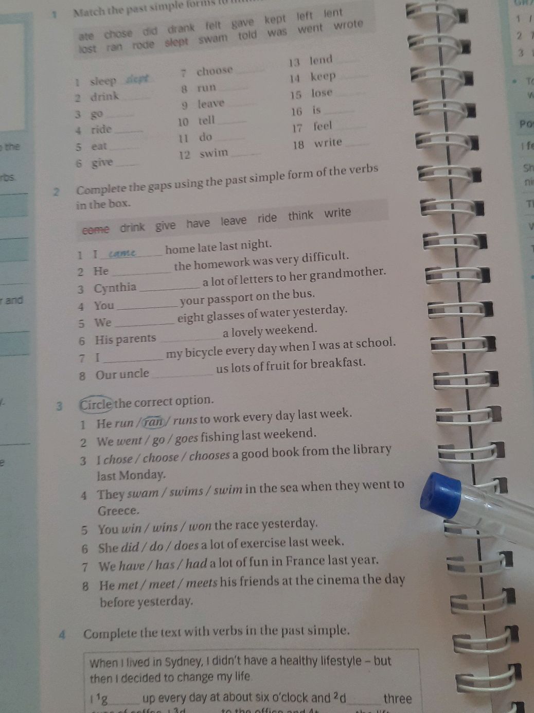 1. Match the past simple forms to: 2. | StudyX