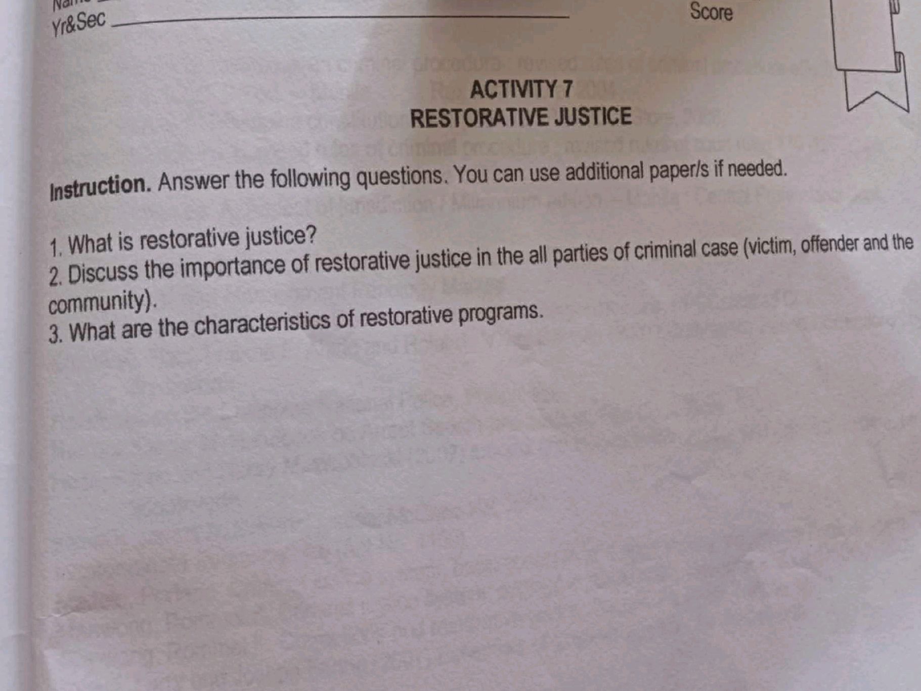 Instruction. Answer the following questions. | StudyX