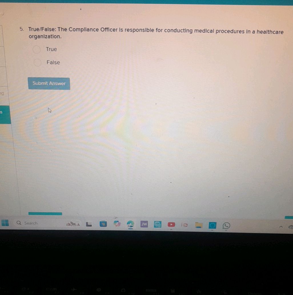 True/False: The Compliance Officer is