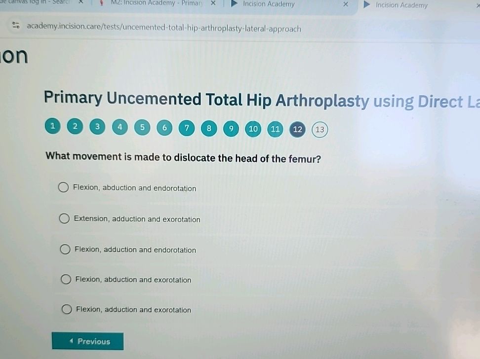 What movement is made to dislocate the head | StudyX