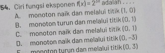 54. Ciri fungsi eksponen $f(x) = 2^{3x}$ | StudyX