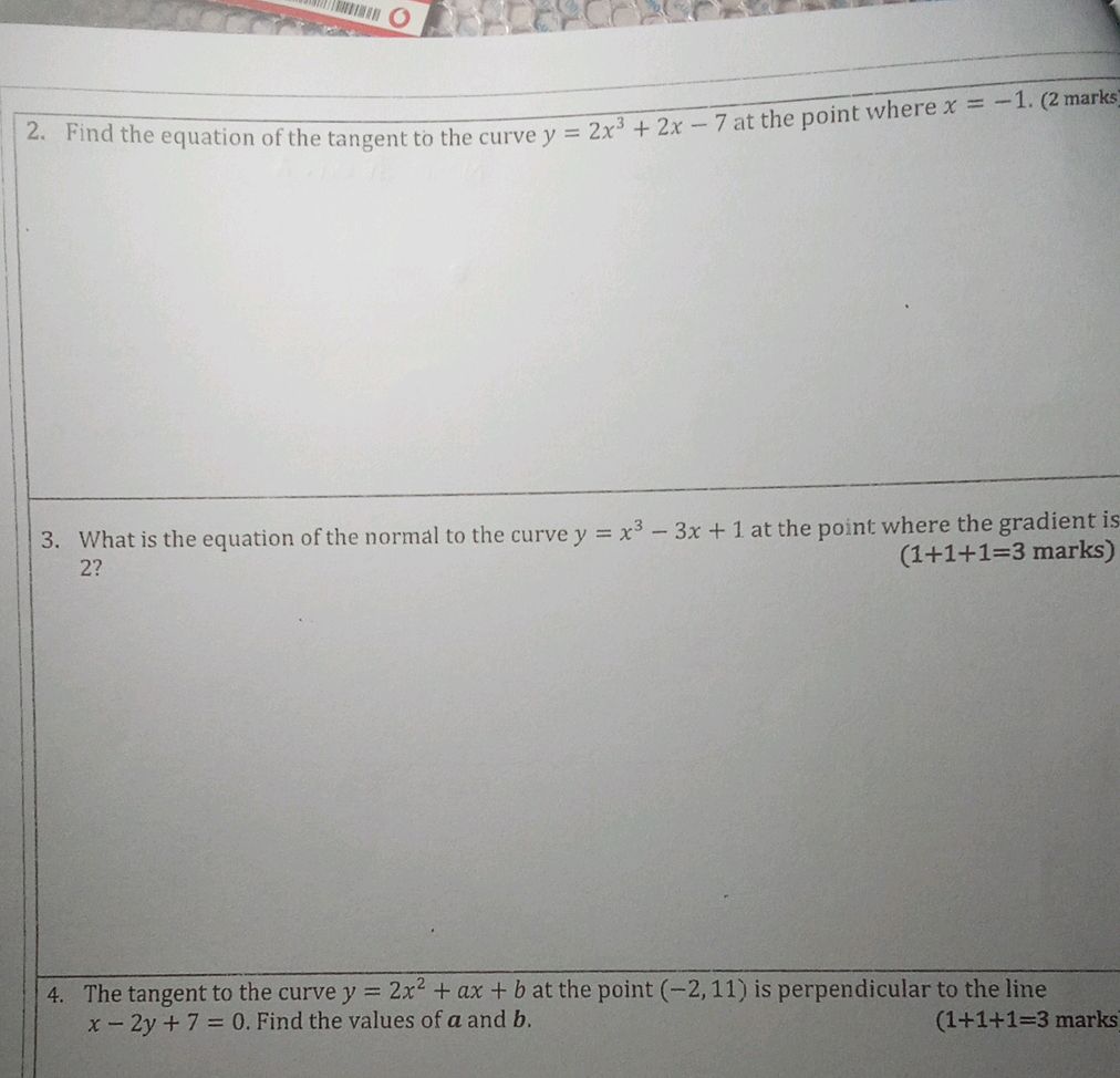 2. Find the equation of the tangent to the | StudyX