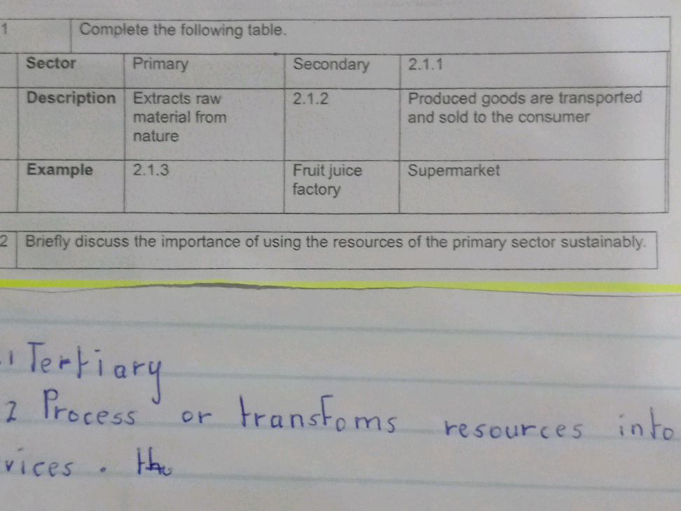 1 Complete the following table. | Sector | | StudyX